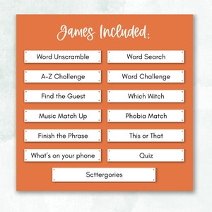 Halloween Party Games | Printable | Digital Download | Halloween Game ...