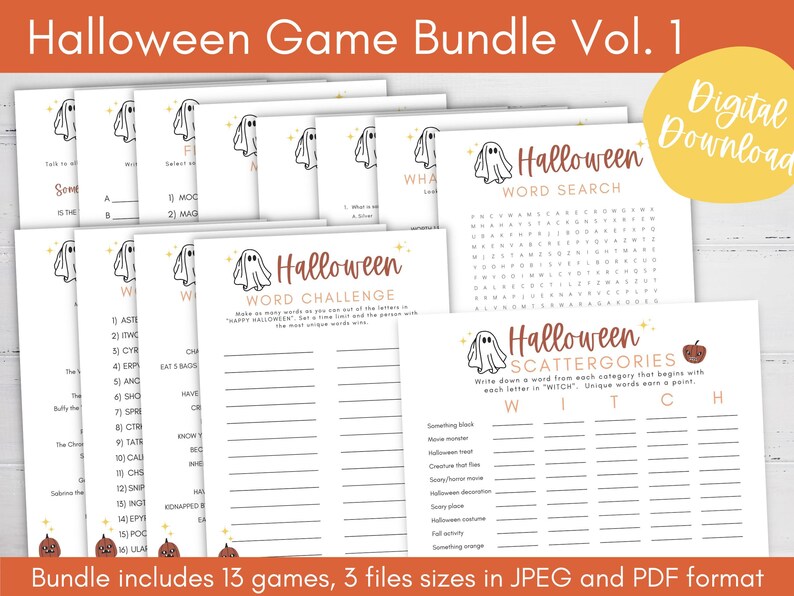 Halloween Party Games Printable Digital Download - Etsy