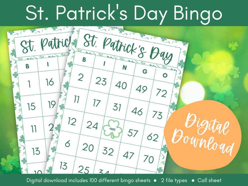 St. Patrick's Day Bingo | Printable | Digital Download - Etsy