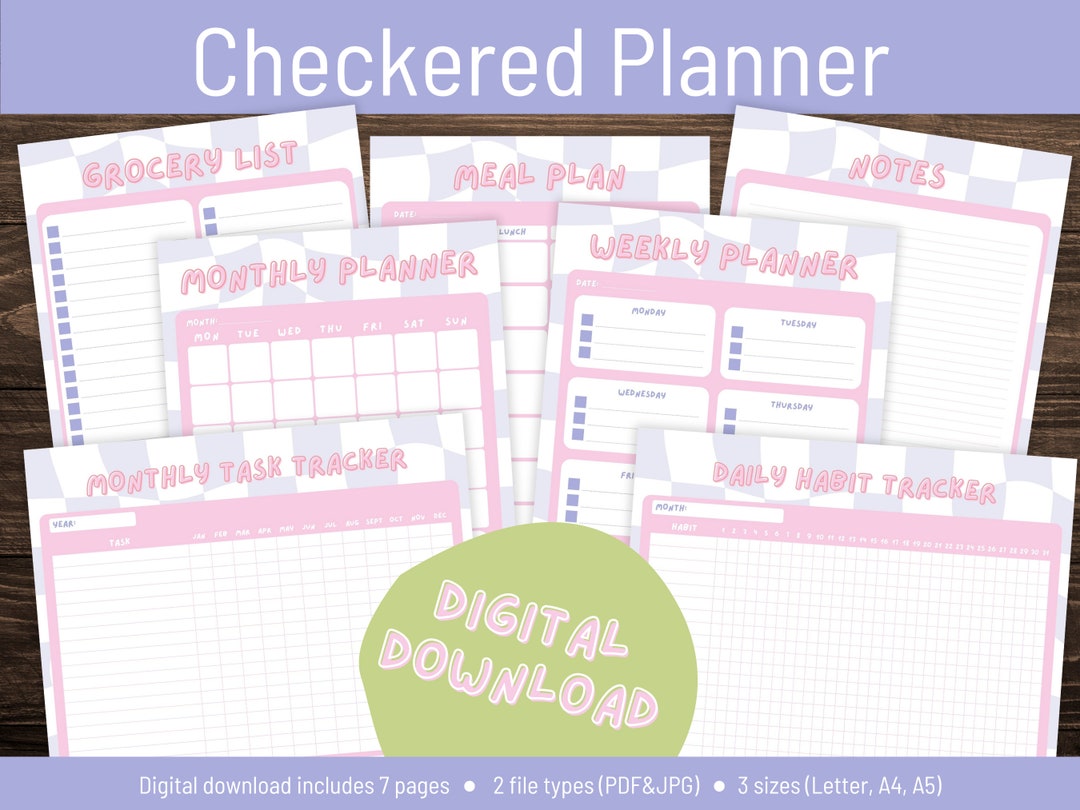 Checkered Planner | Printable | Digital Download | Planner Bundle - Etsy