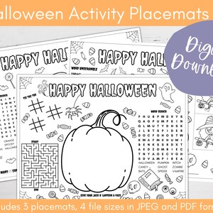 Halloween Coloring Placemat | Halloween Coloring Page | Halloween ...
