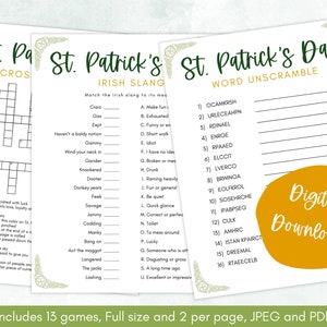 St. Patrick Day Party Games | Printable | Digital Download | Game ...