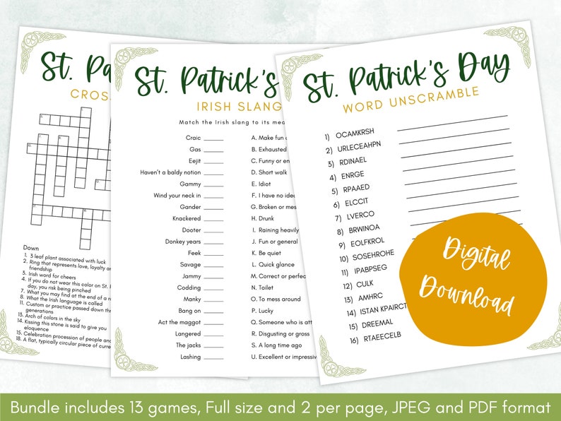 St. Patrick Day Party Games | Printable | Digital Download | Game ...