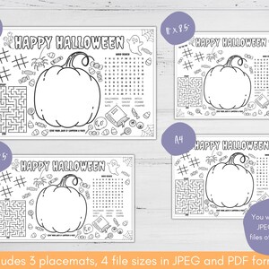 Halloween Coloring Placemat | Halloween Coloring Page | Halloween ...
