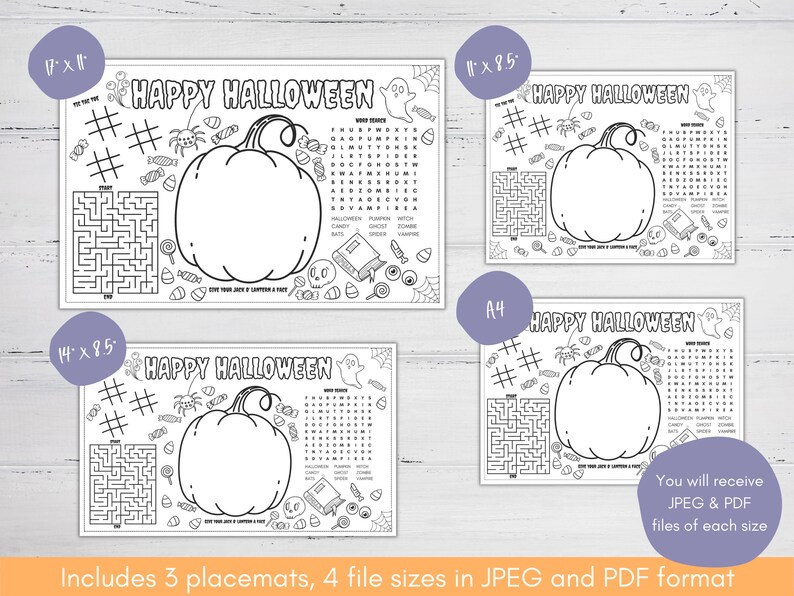 Halloween Coloring Placemat | Halloween Coloring Page | Halloween ...