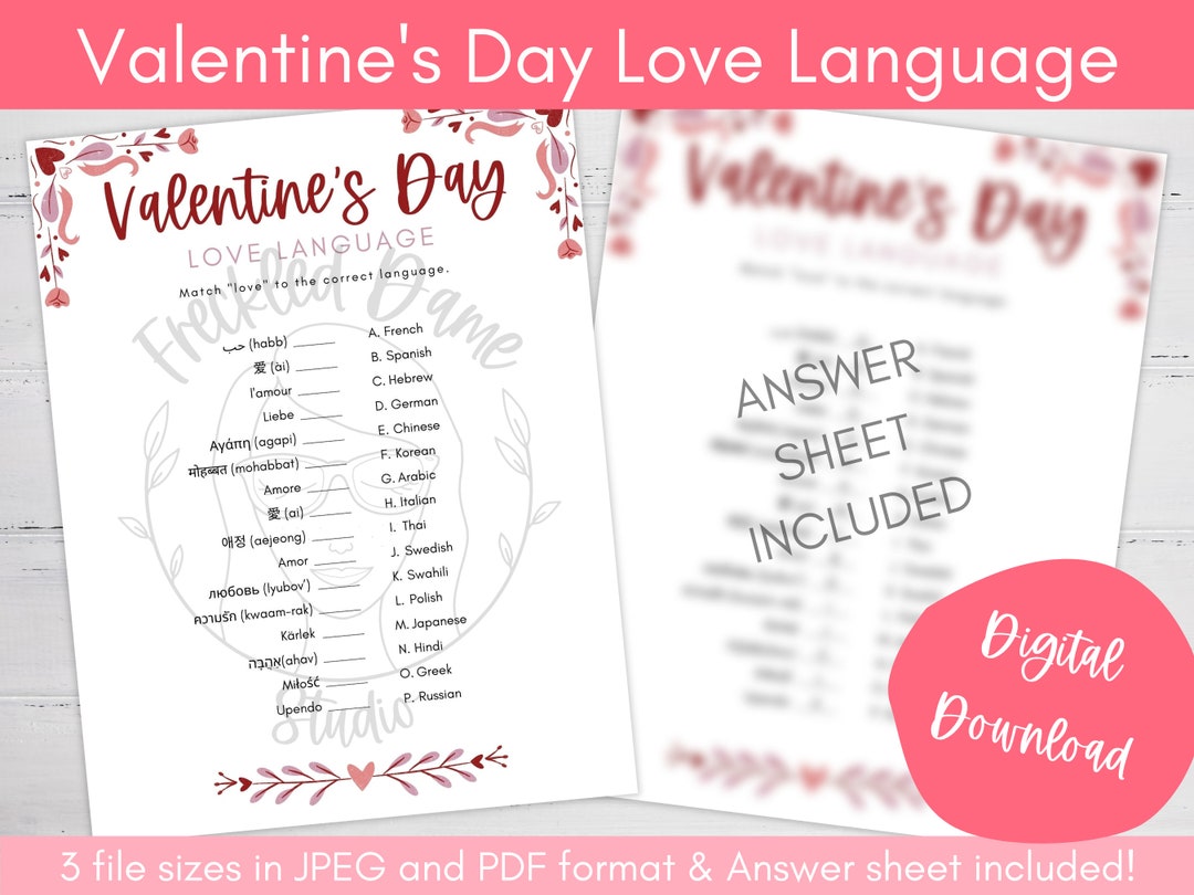 Valentine's Day Love Language Printable Digital Download Valentine's ...