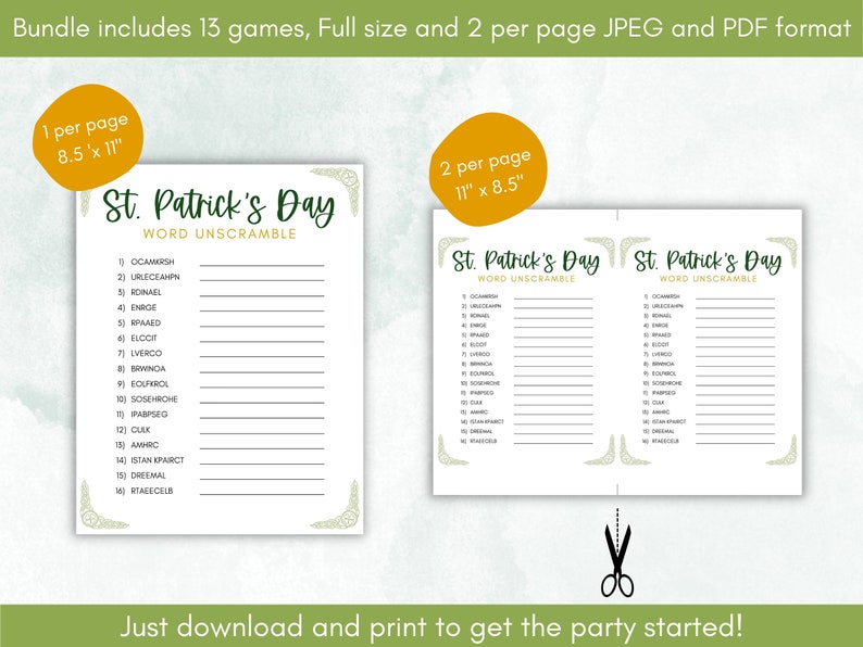 St. Patrick Day Party Games | Printable | Digital Download | Game ...