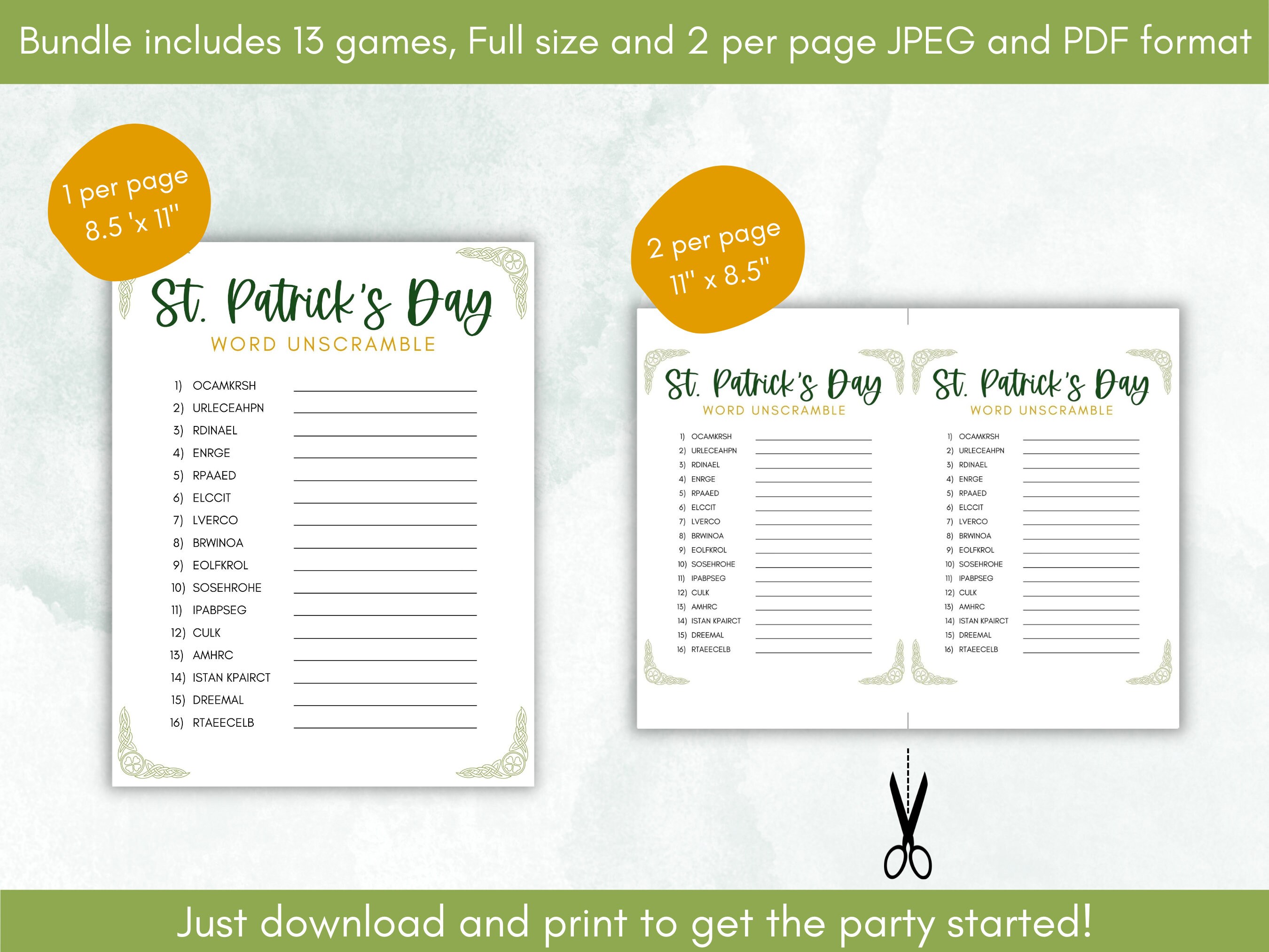 St. Patrick Day Party Games | Printable | Digital Download | Game ...