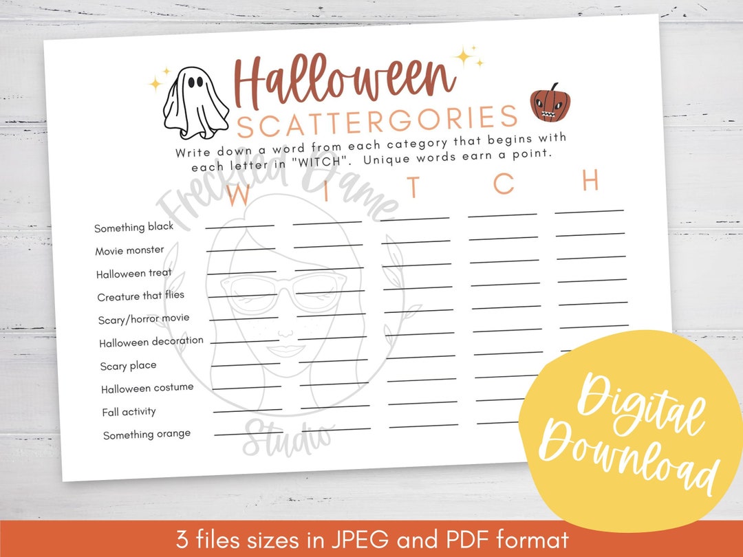 Halloween Scattergories Printable Digital Download - Etsy