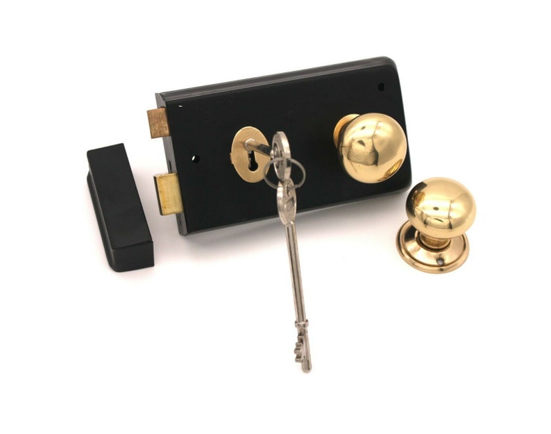 Old Victorian Style Black Door Rim Lock Antique Solid Brass - Etsy