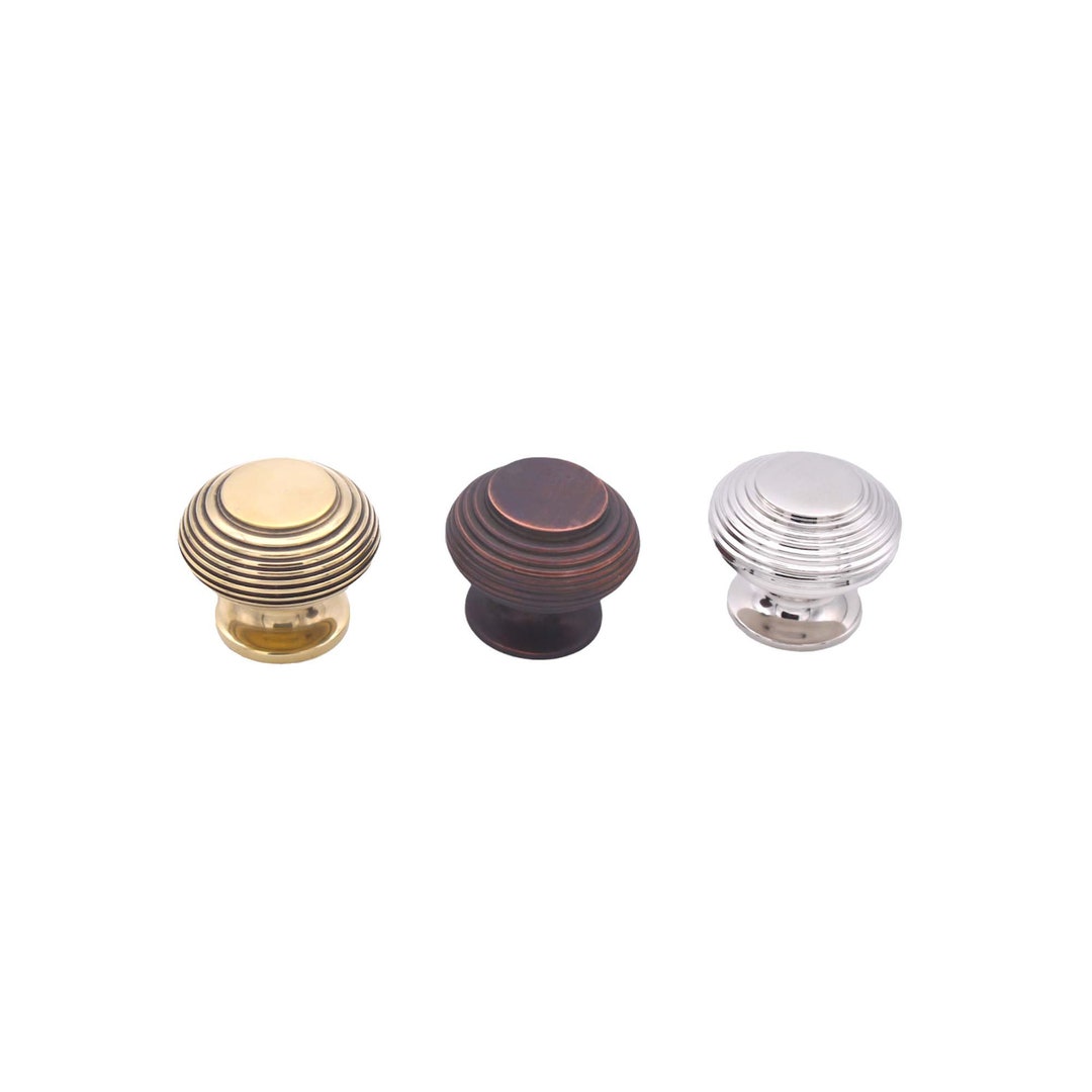 Solid Brass Vintage Style Beehive Reeded Drawer Cupboard Cabinet Knobs ...