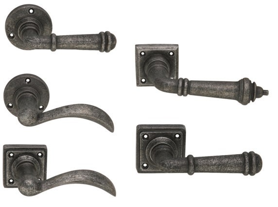 Antique Cast Iron Lever Door Handle Set Round/ Square Rose - Etsy