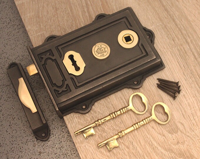 Solid Brass Horizontal Rim Lock, Antique Reproduction - Etsy