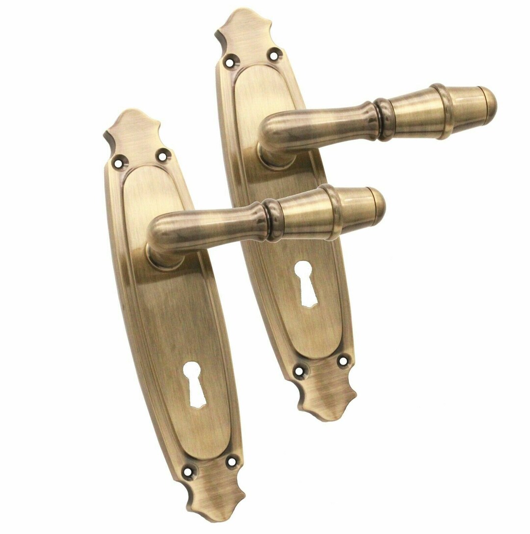 Pair of Antique Victorian Interior Lever on Shaped Backplate Lock Door ...