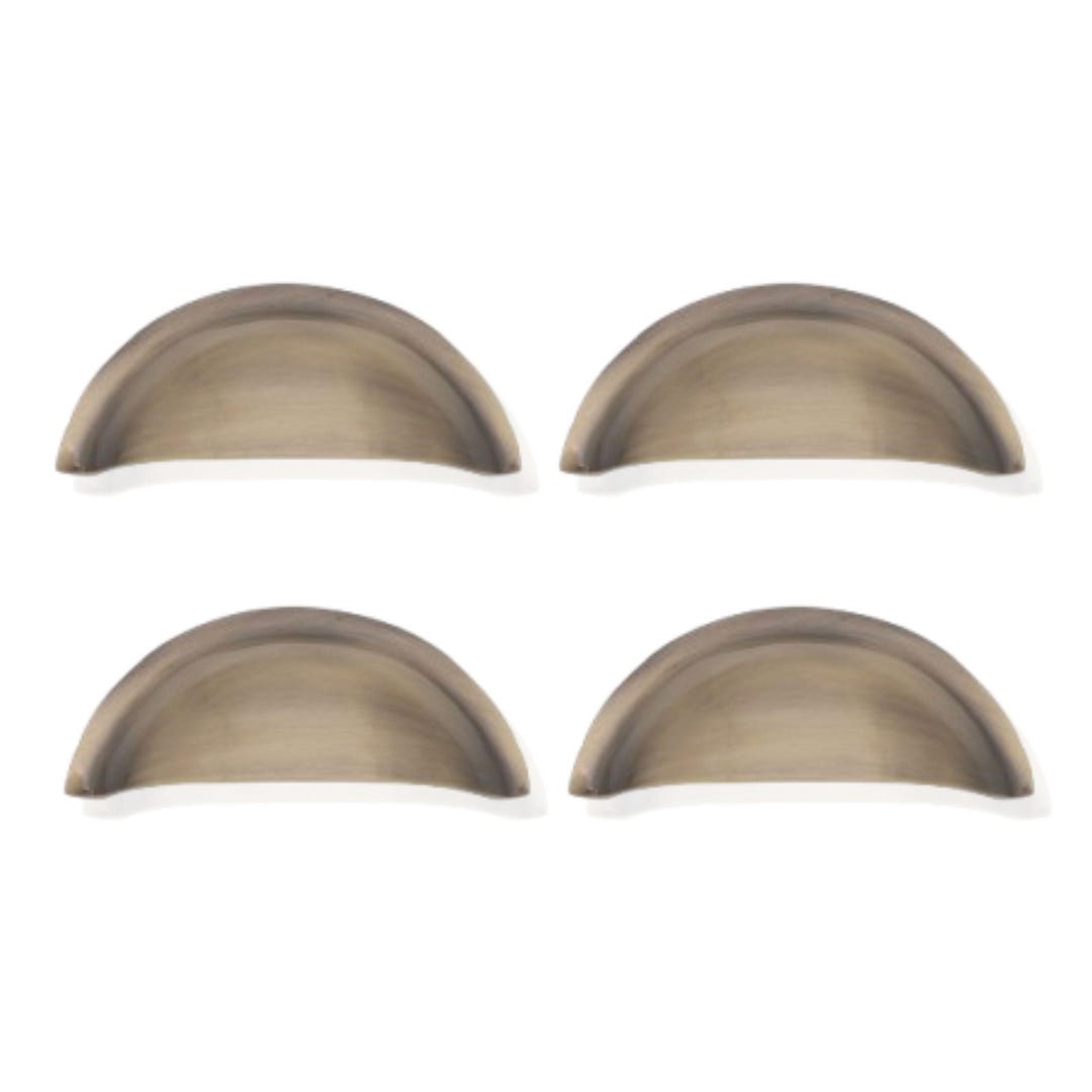 Pack of 4 Vintage Style Antique Brass Half Moon Cup Shell Pull for ...