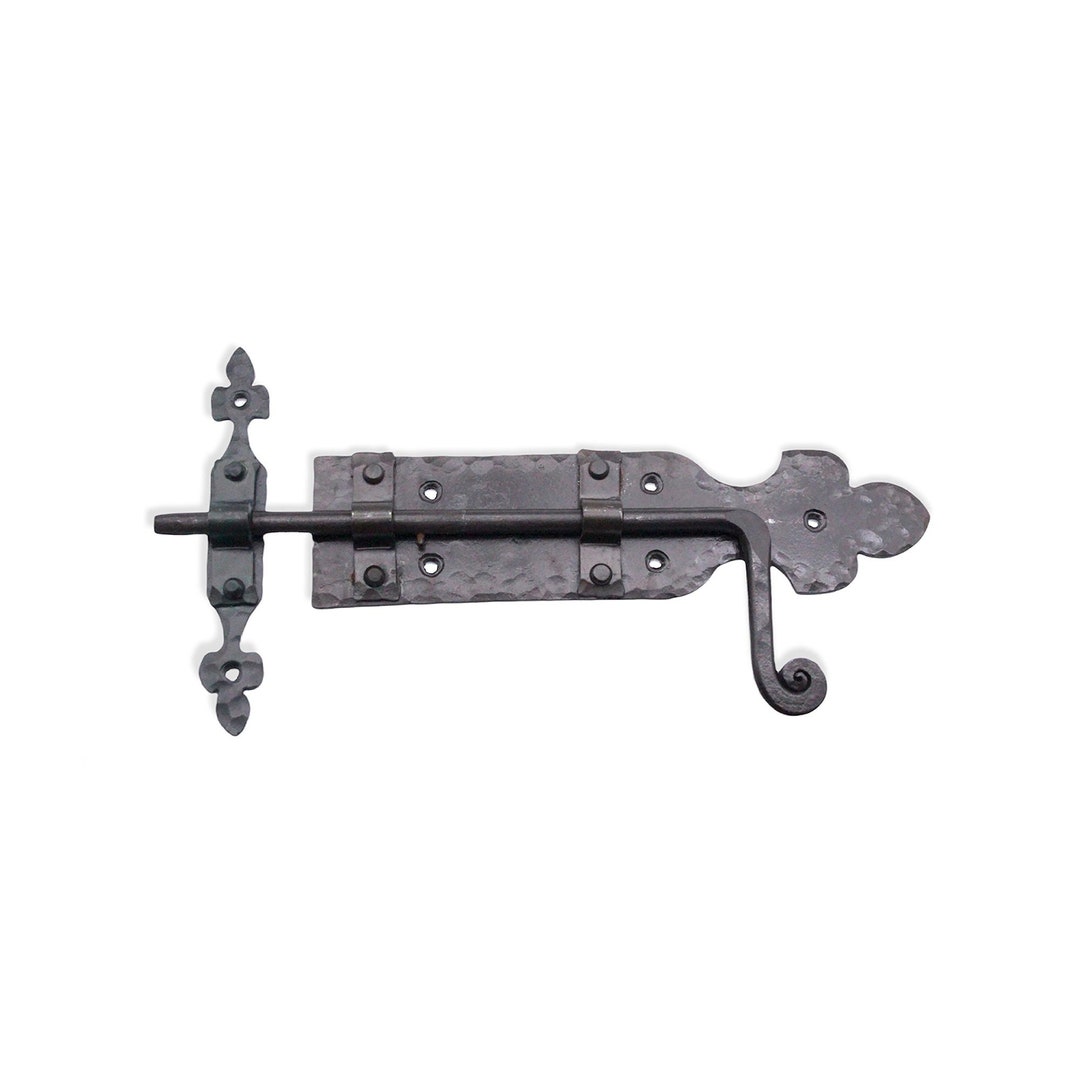 Wrought Iron Slide Bolt Door Latch Hand Forged Cabinet Catch Barn Gate ...