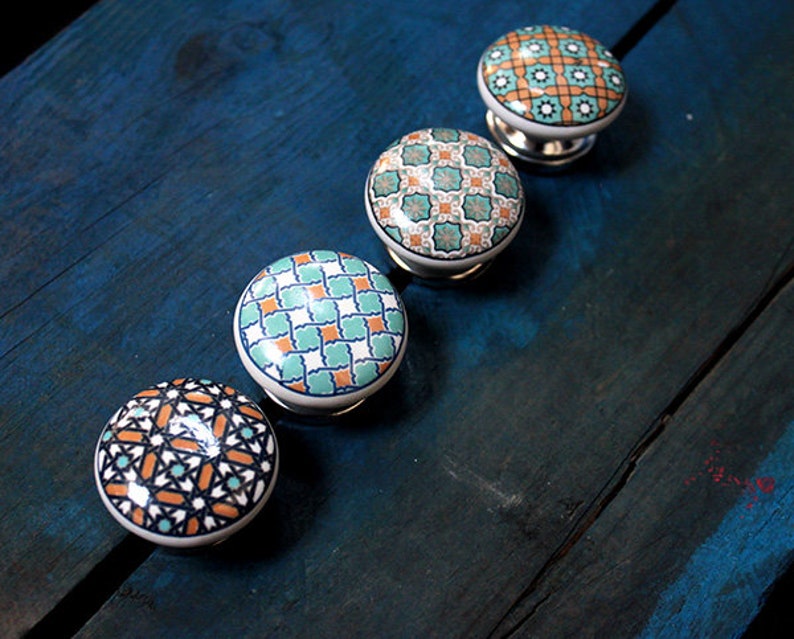 Sets of 4 Vintage Cupboard Ceramic Knobs Drawer Pulls Handles | Etsy UK
