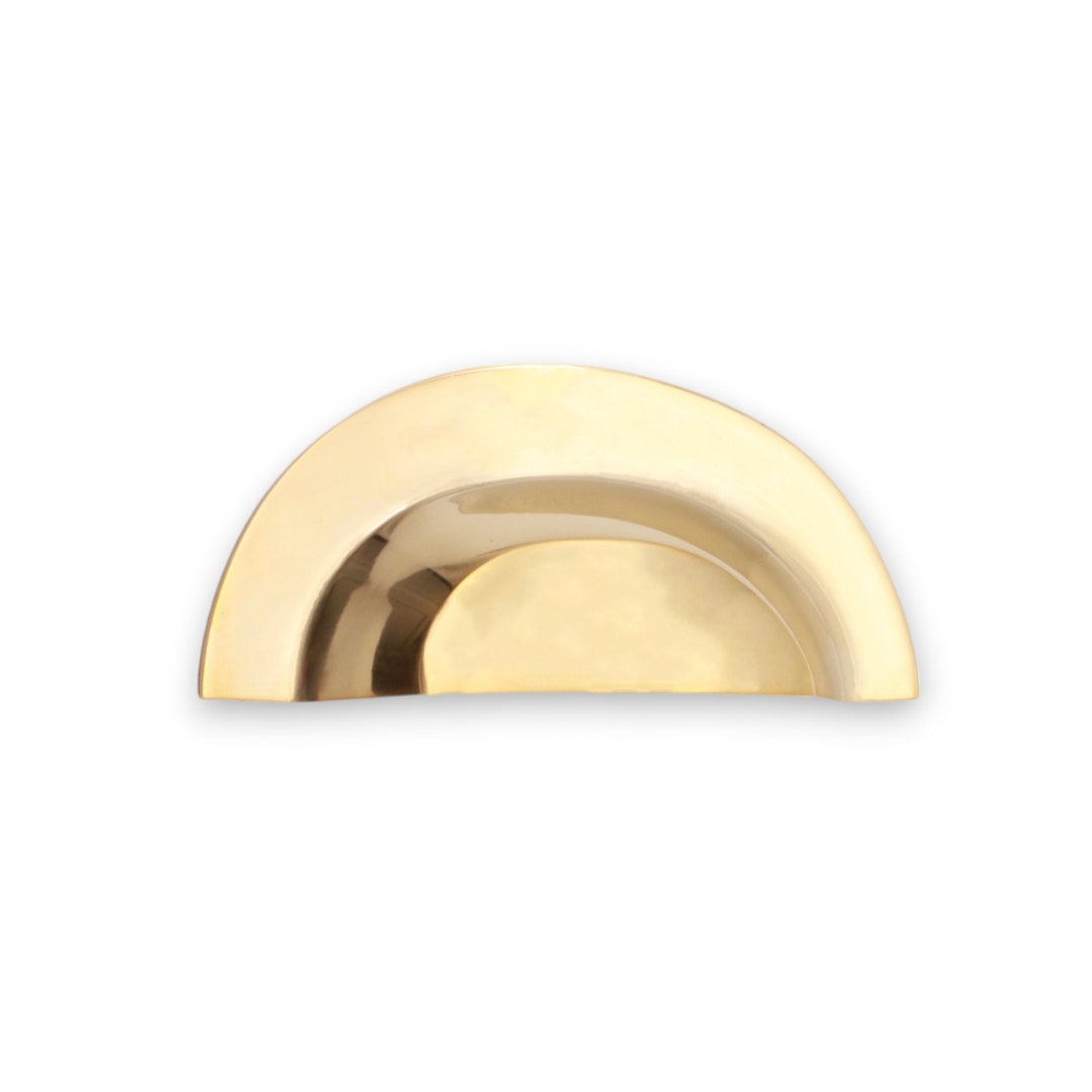 Polished Brass Half Moon Cup Shell Pull for Kitchen Cupboard Drawer ...