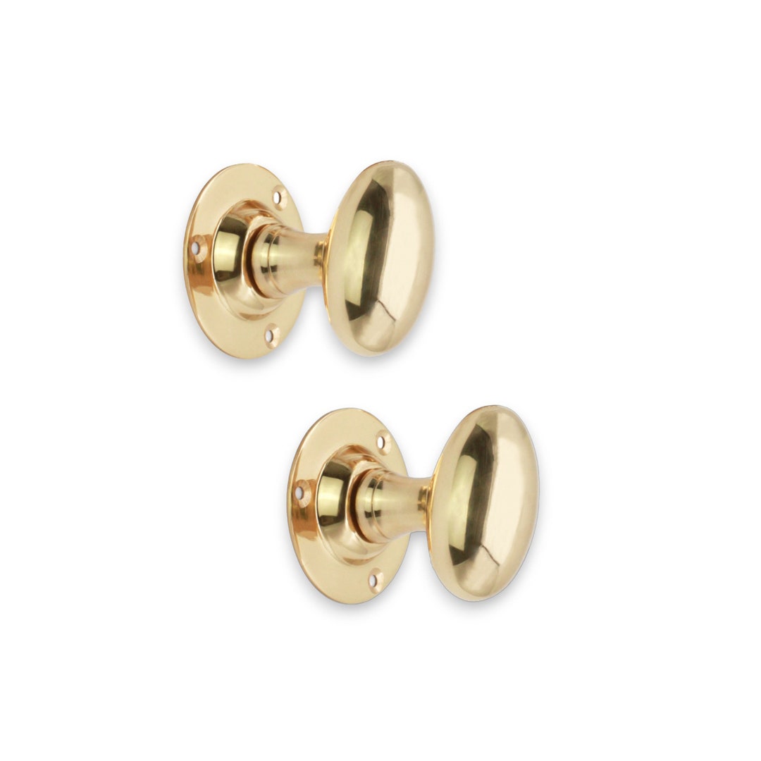 Set of Polished Brass Oval Mortice Door Knobs 58mm – Victorian Pull ...