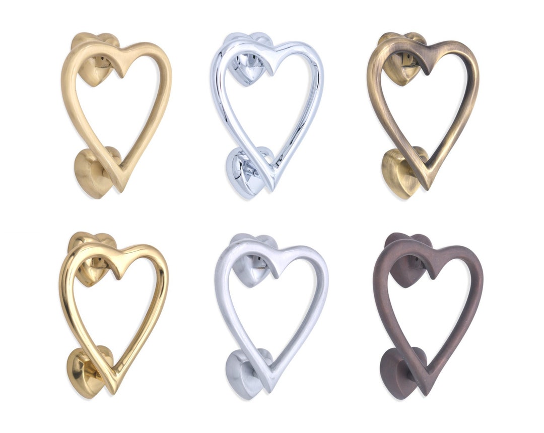 Antique Old Vintage Style Heart Shaped Solid Brass Front Door Furniture ...