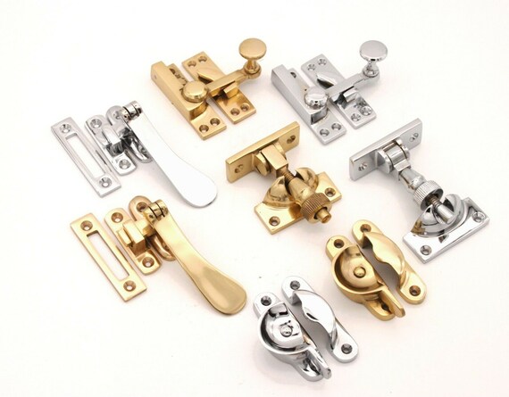 Solid Brass Victorian Sliding Sash Window Catch Quadrant Arm Latch ...