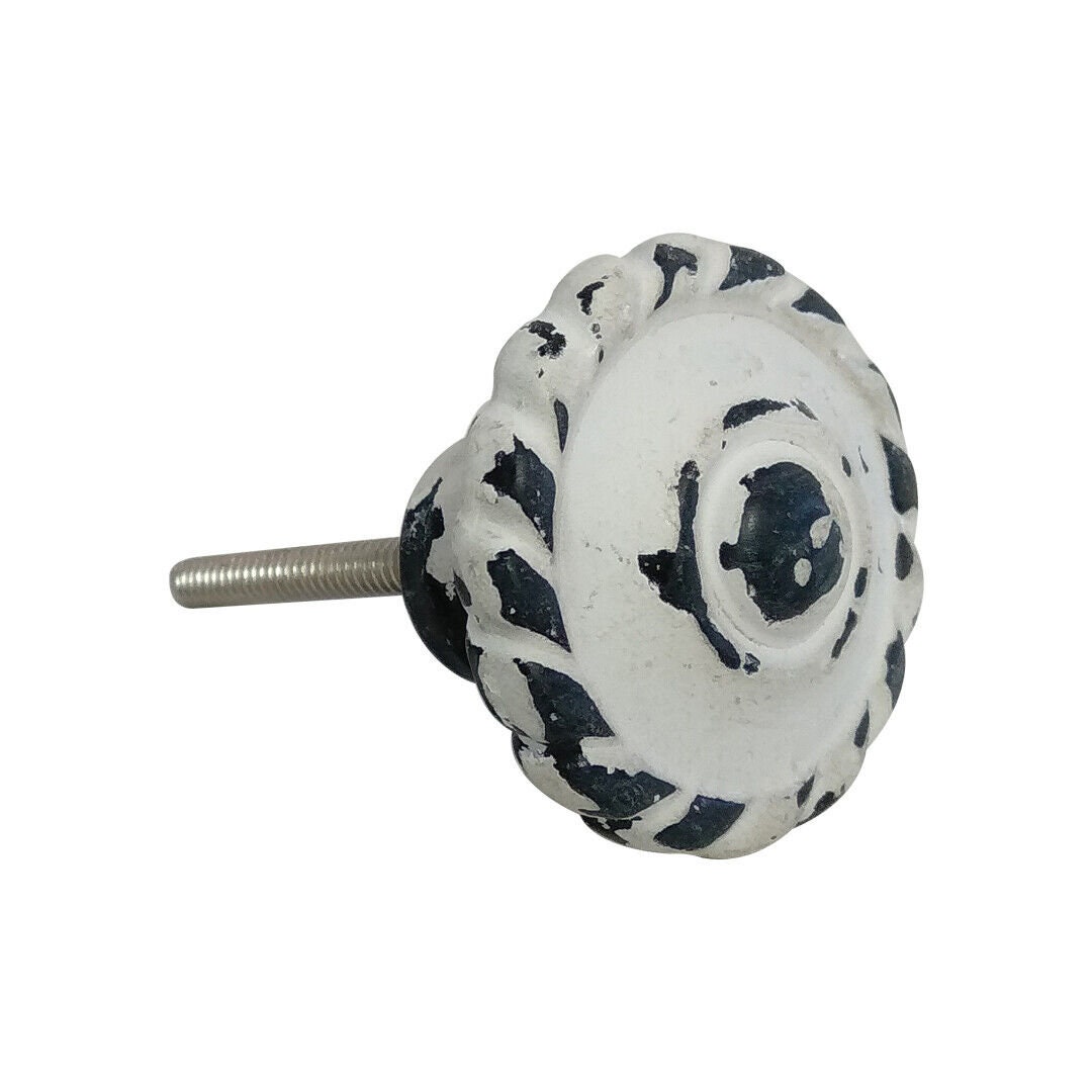 Vintage Style White Cast Iron Cupboard Knobs Chest Drawer - Etsy