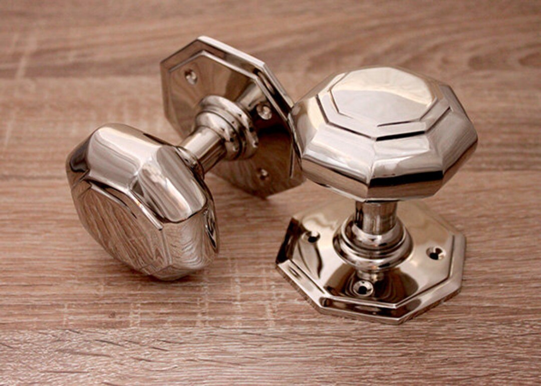 Heavy Cast Solid Brass Pair of Octagonal Mortice Door Knob Set Polished Nickel - Etsy