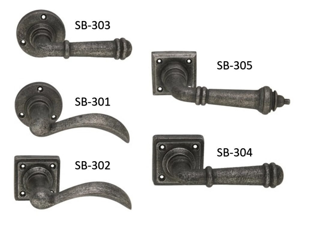 Antique Cast Iron Lever Door Handle Set Round/ Square Rose - Etsy