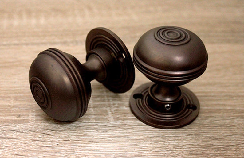 Vintage Style Bronze Door Knob Set Antique Cast Iron Brass | Etsy