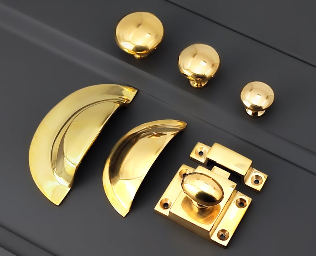 Polished Brass Mushroom Shape Kitchen Cabinet Knobs Cup Pull Drawer ...