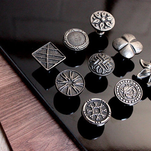 Black Rustic Cast Iron Cabinet Knobs Antique Style Drawer - Etsy