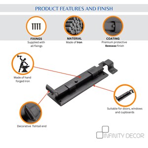 Hand Forged Straight Iron 6” 150mm Fish Tail Bolt Beeswax Heavy Duty ...