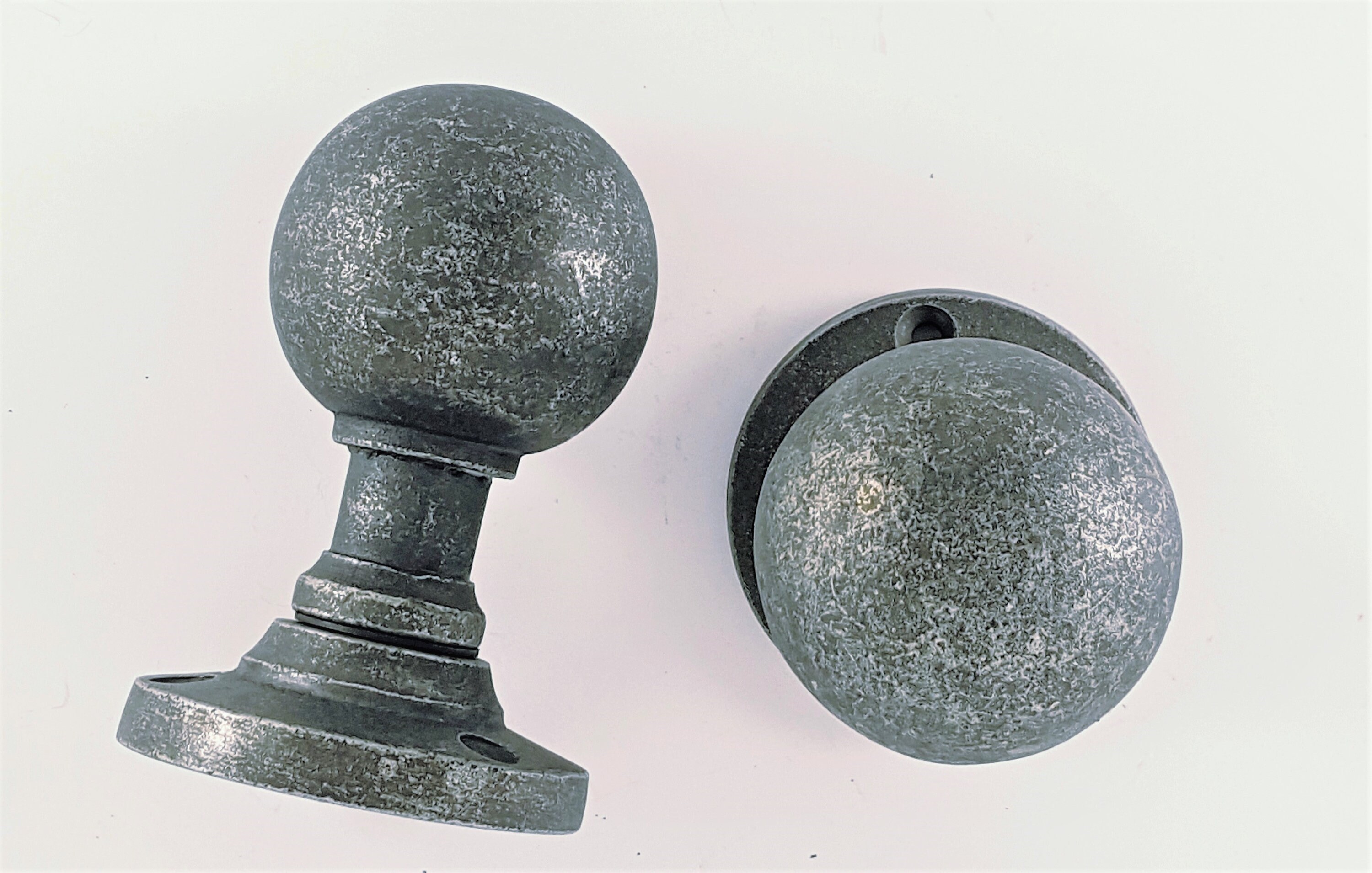 Iron Round Mortice Door Knobs Set Pewter Finish Heavy Sprung | Etsy