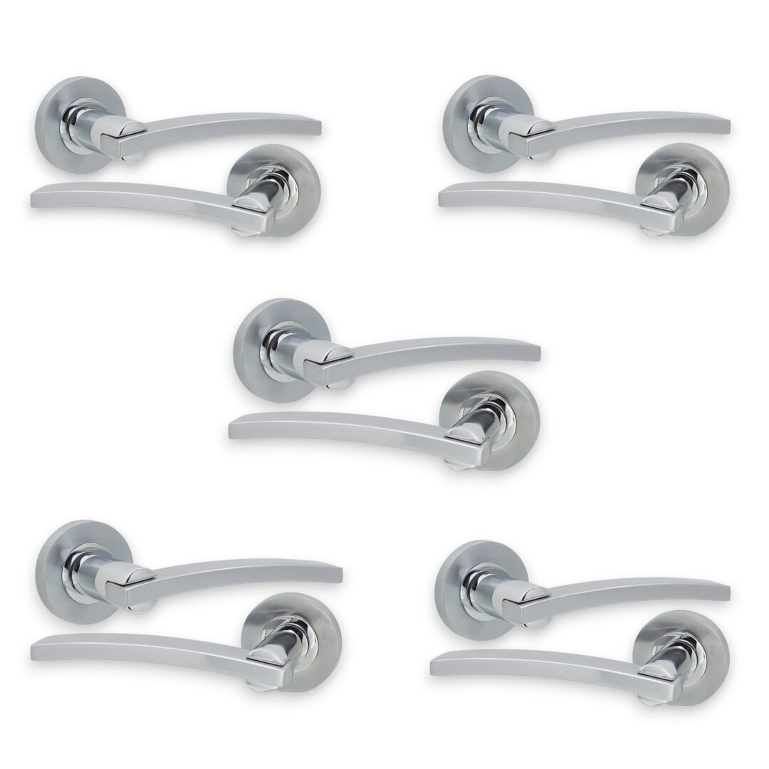 Infinity Decor Set of 5 Cody Solid Zamac Lever on Rose Door Handles ...
