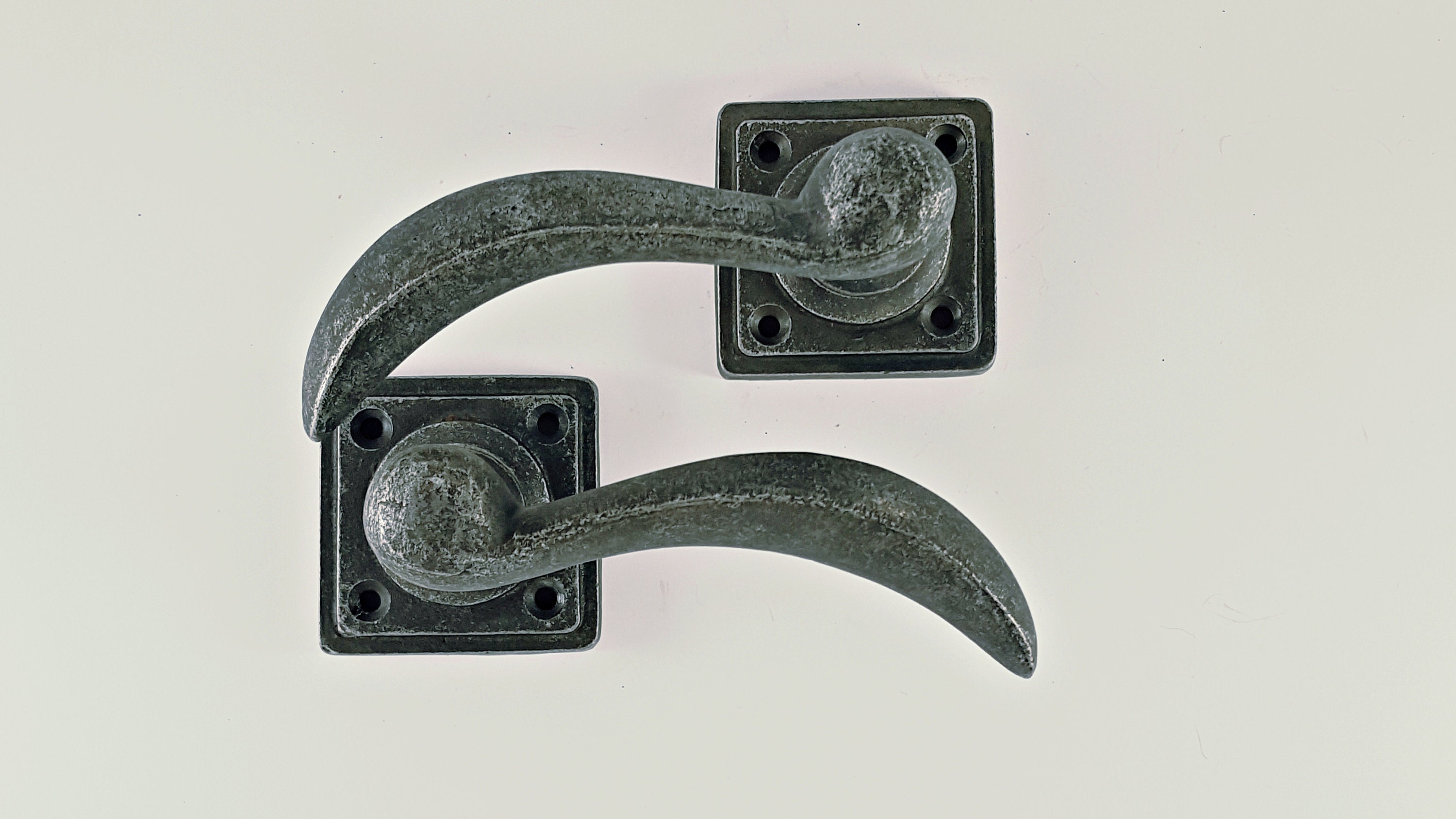 Antique Cast Iron Lever Door Handle Set Round/ Square Rose - Etsy