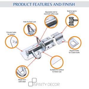 Garden Gate Fittings Kit 10” 250mm Tee Hinges (3) With Plain Ring Gate ...