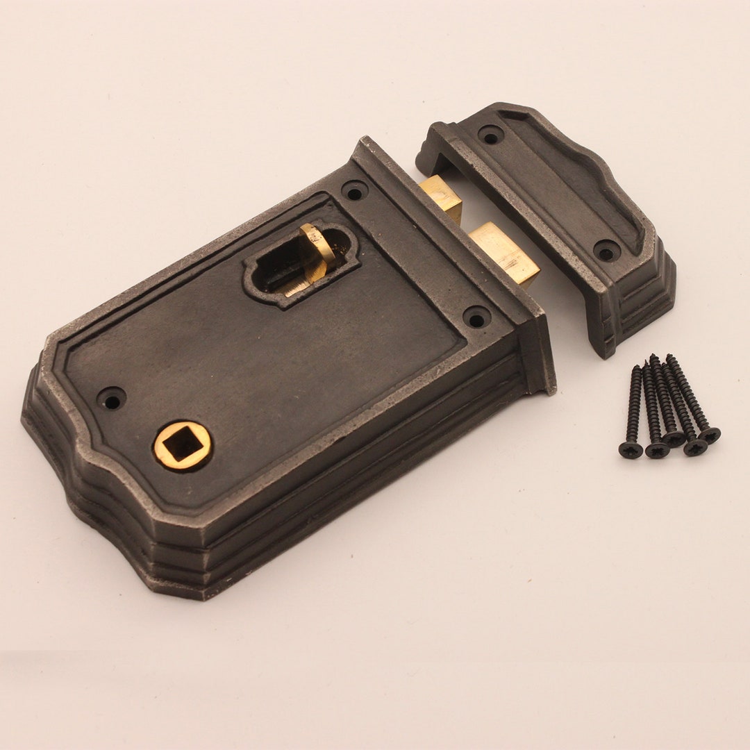 Cast Iron Old English Victorian Style Gothic Rim Door Latch Lock-110mm ...