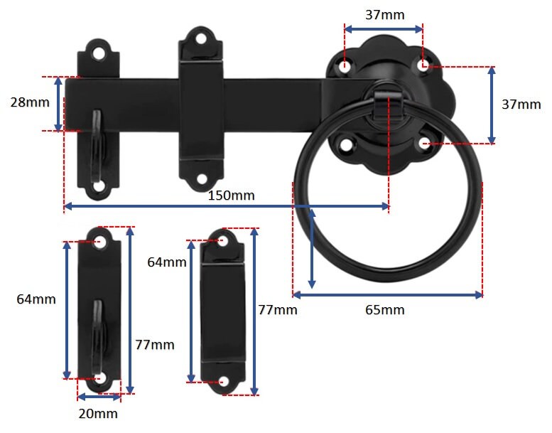 150mm 6 Plain Ring Gate Latch Handle Garden Gate Door - Etsy UK