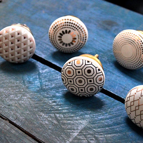 Golden Cabinet Door Knob Chic & Stylish Cupboard Ceramic Knobs - Etsy