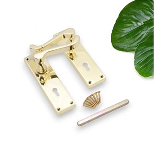 Set of Polished Brass Victorian Scroll Internal Lever Lock Door Handle ...