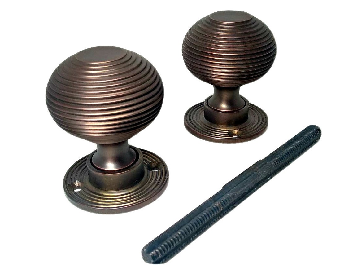 Antique Style Beehive Reeded Pair Mortice Door Knobs Set Aged - Etsy