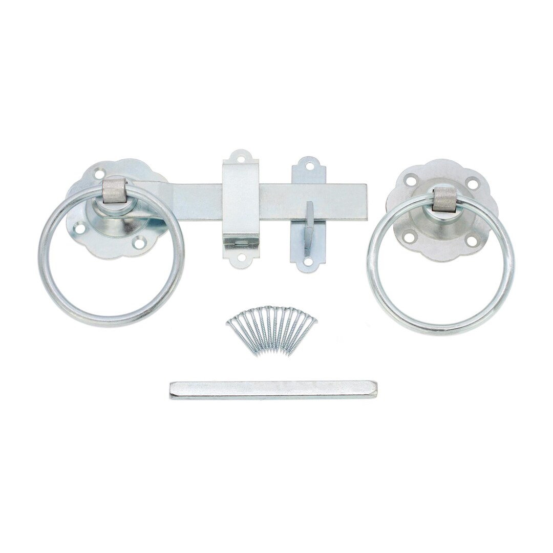 6” 150mm Heavy Duty Plain Ring Gate Latch Iron Catch Set Galvanized ...