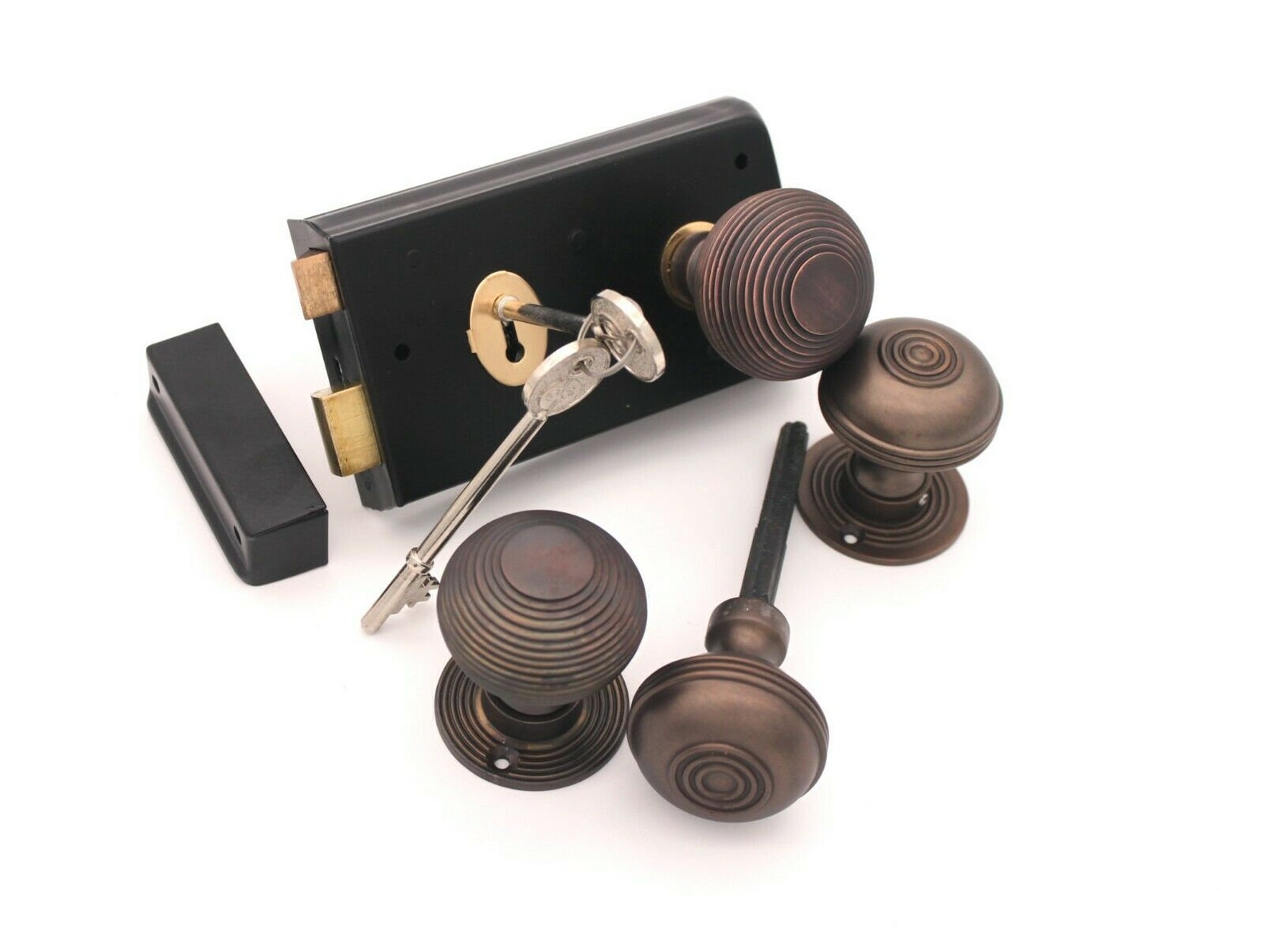 Old Victorian Style Black Door Rim Lock Antique Solid Bronze - Etsy