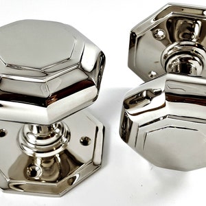 Heavy Cast Solid Brass Pair of Octagonal Mortice Door Knob Set Polished Nickel - Etsy