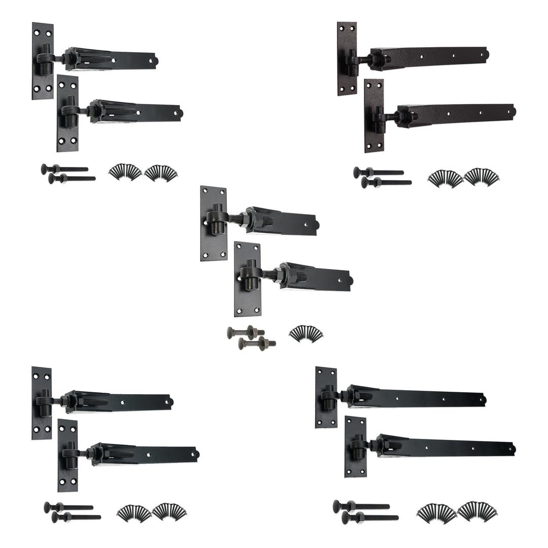 Set of Epoxy Black Heavy Duty Hook and Band Adjustable Hinges Ideal for ...