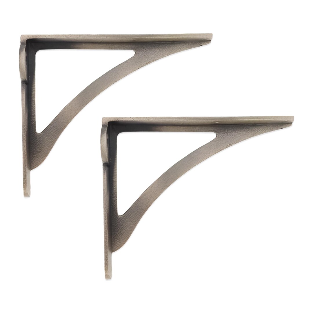 Set of 2 Pewter Shelf Bracket, Wall Mounted Heavy Duty Wrought Iron L ...