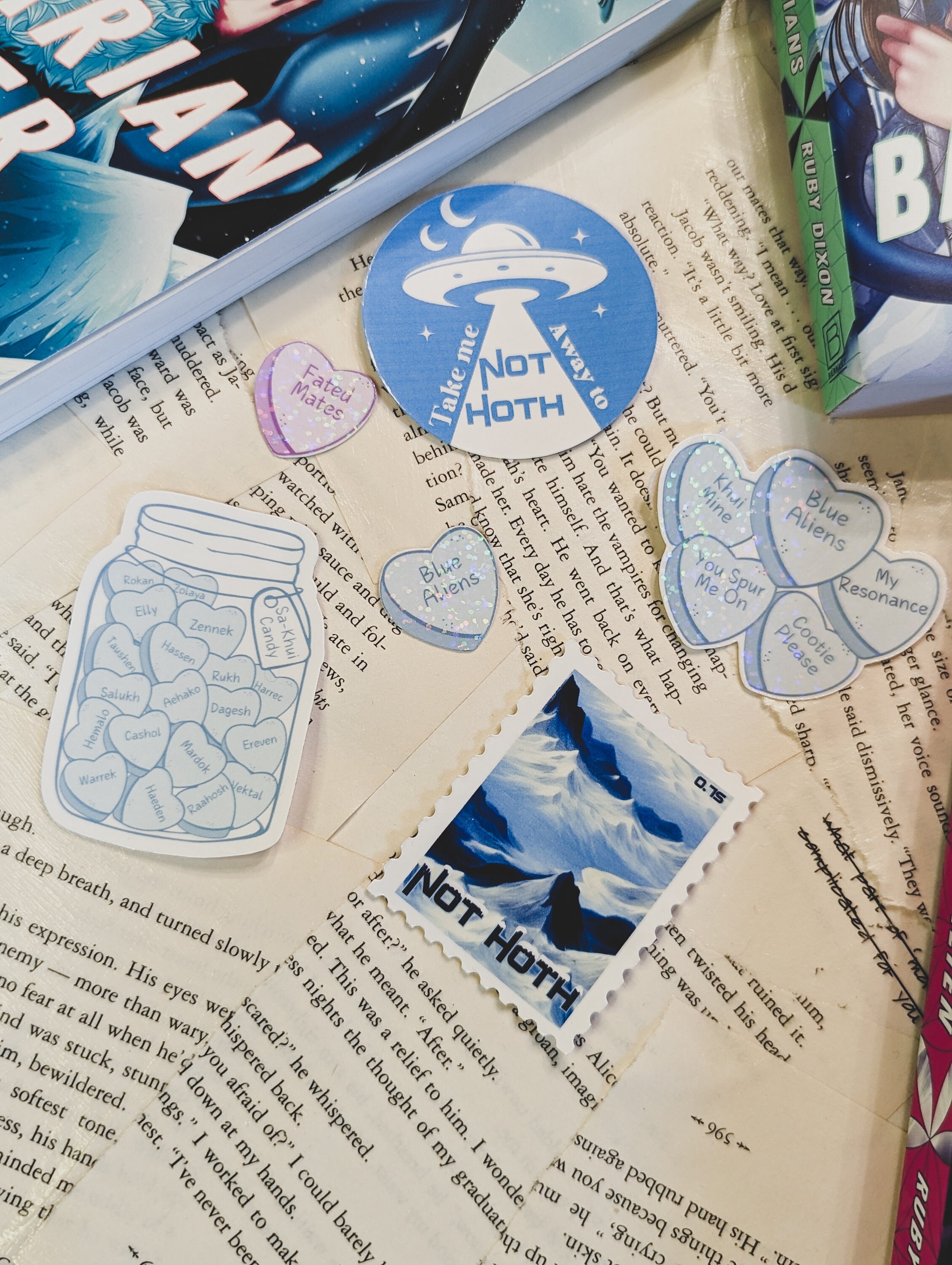 Blue Aliens Not Hoth Sticker, Ruby Dixon, Candy Heart Stickers, Ice ...