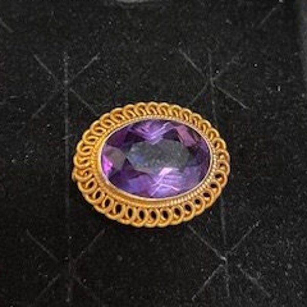 Amethyst Brooch - Etsy