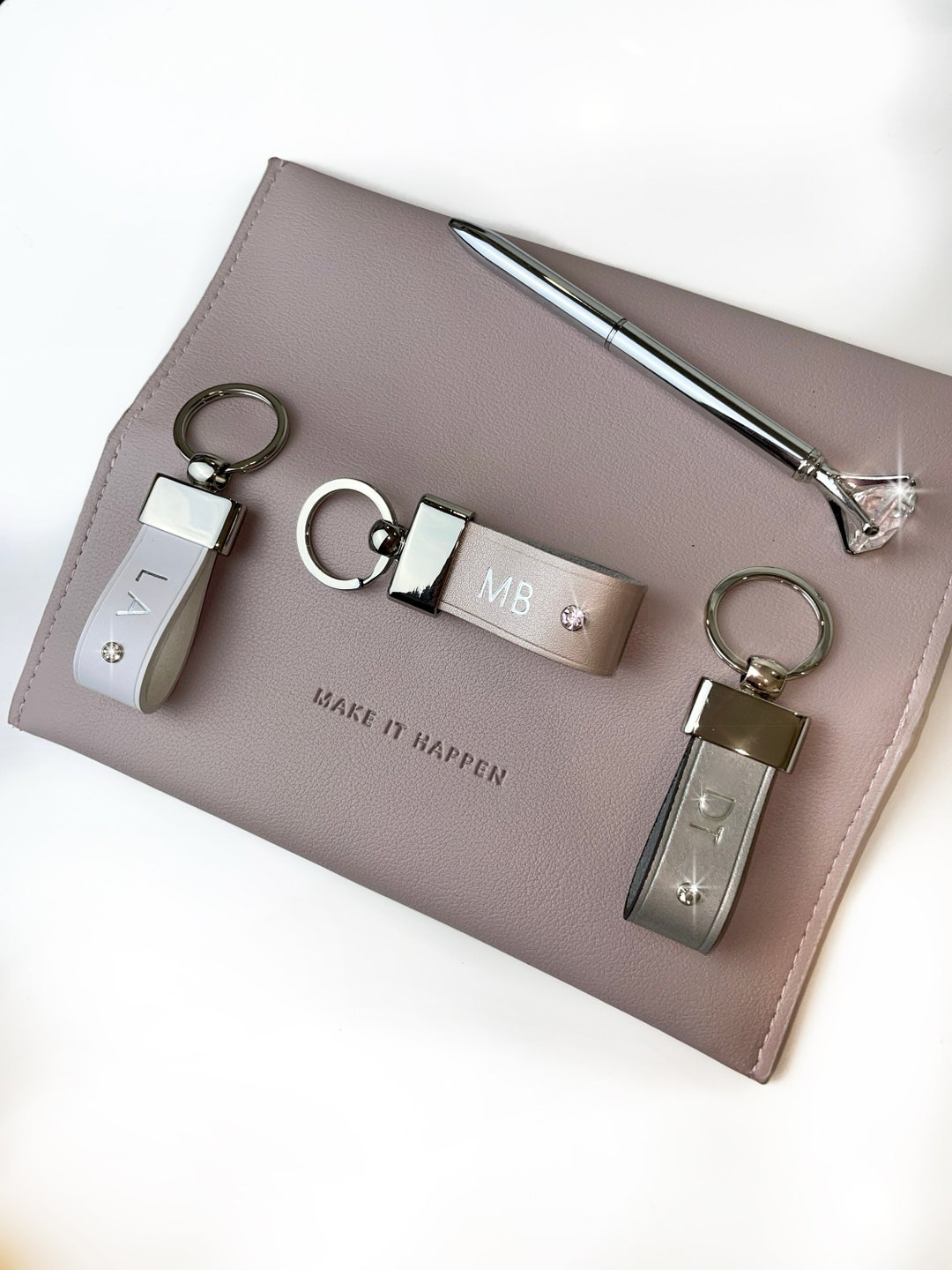 Personalised Keyring Leather Keyring Embossed Leather Keychain Genuine ...