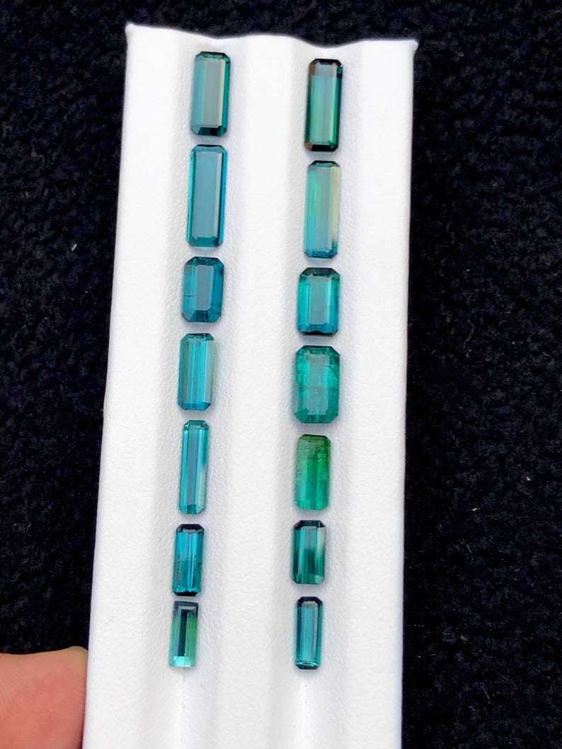 Indicolite Green Tourmaline Lot Faceted 15 Ct - Gemstone Parcel for ...